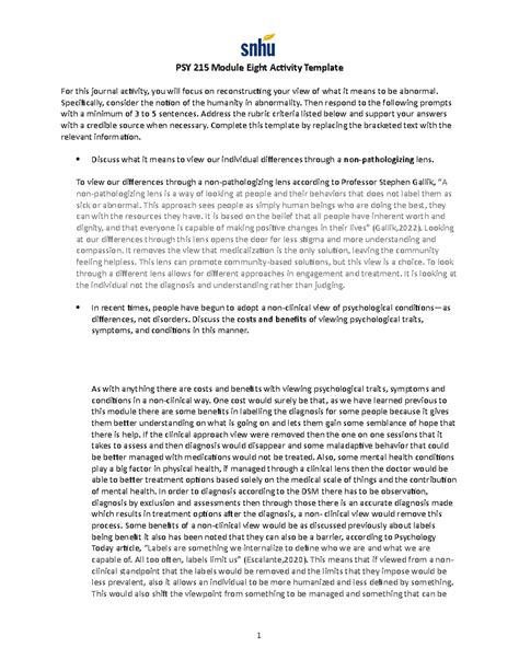 Module 8 Assignment Na Psy 215 Module Eight Activity Template For