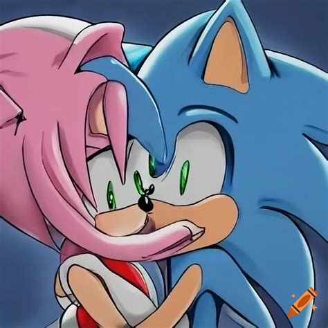 Blue Sonic Kissing Pink Amy Rose On Craiyon
