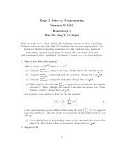 Engr Week Homework Pdf Engr Intro To Programming Summer B Homework Due Fri Aug