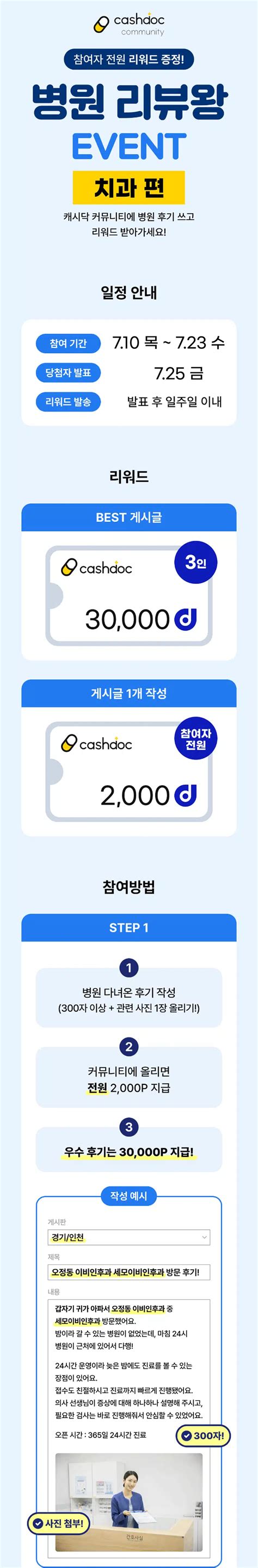 치과 병원 후기쓰면 전원 포인트 당첨💰 4회차 병원리뷰왕 캐시닥 커뮤니티