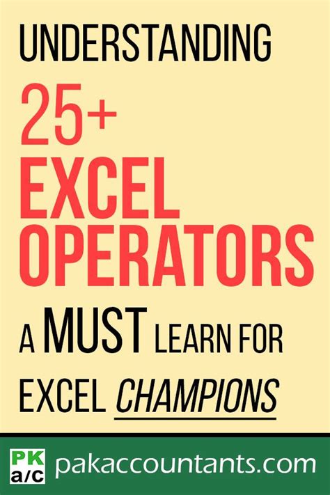Understanding Excel Operators Guide Microsoft
