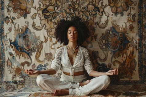 Premium Photo Young Woman Sitting In Lotus Position Young Woman