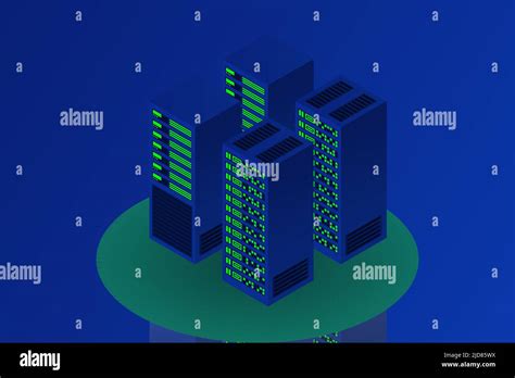 Server Room Isometric Cloud Storage Data Data Center Big Data Processing And Computing