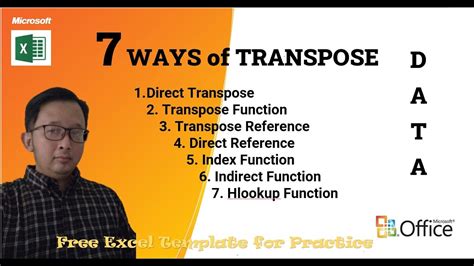 7 Ways Of Transpose Data In Excel Youtube