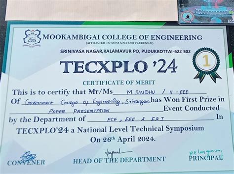 Sindhu M On Linkedin Won First Prize 🏆 In Paper Presentation Event