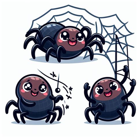 Create Cartoon Cute Spider Poses In Vector Lovable Illustrations Ai