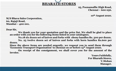 Order Letter In Business Communication Examples Format And Types