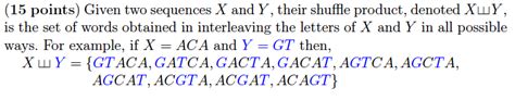solved 15 points given two sequences x and y their