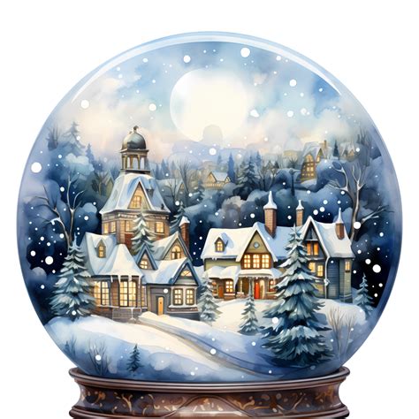 Snow Globes Christmas Watercolor Sublimation Ai Generative 28632582 Png