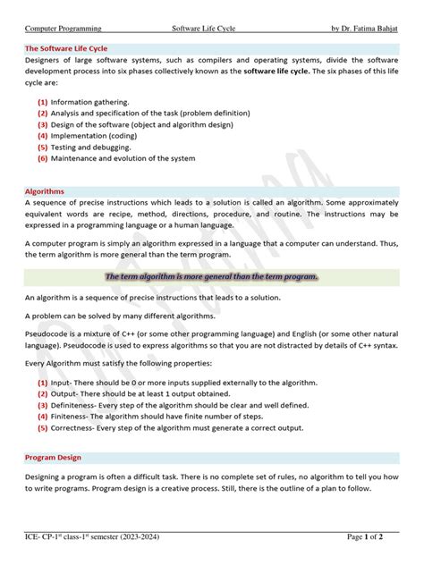software life cycle pdf algorithms computer programming