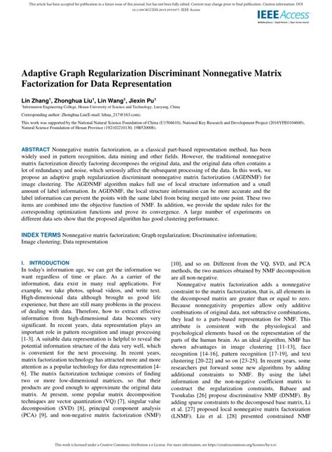 Pdf Adaptive Graph Regularization Discriminant Nonnegative Matrix