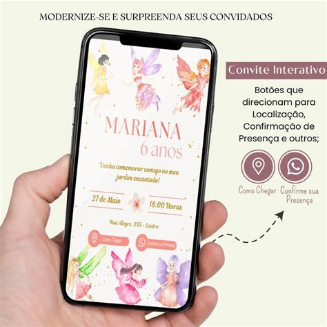 Convite Fadas Jardim Encantado Digital Interativo Elo7