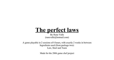 The Perfect Laws RPG Item RPGGeek