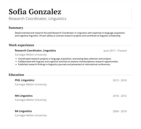 Academic Cv Template Academic Cv Curriculum Vitae Template