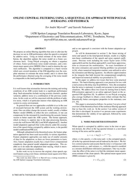 Online Cepstral Filtering Using A Sequential Em Approach With Polyak