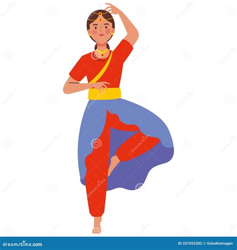 Dancer Woman Practicing Bharatanatyam Stock Illustration Illustration