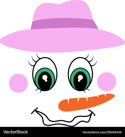 Snowman Girl Face Icon Cute Girl Big Eyes Vector Image