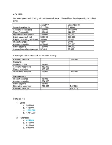 Aud Prob Practice Probs Part 4 Aca 322b We Were Given The Following