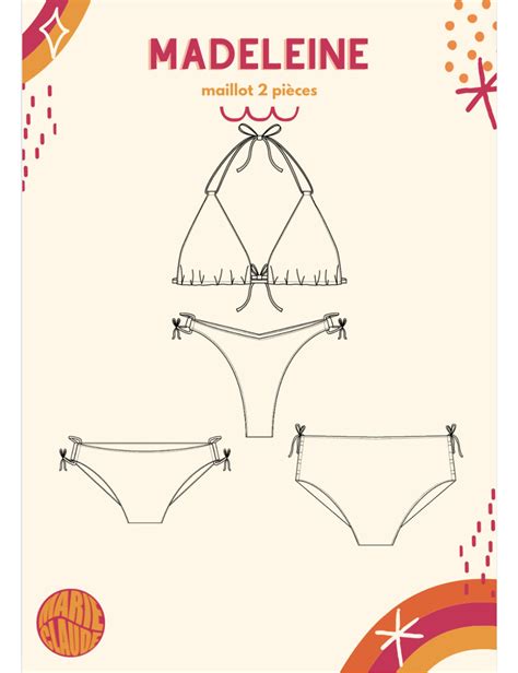 Numérique Patron Maillot de bain pièces Madeleine