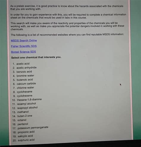 Solved As A Prelab Exercise It Is Good Practice To Know Chegg