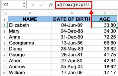 Excel Age Calculation Two Different Dates Or From Date Of Birth