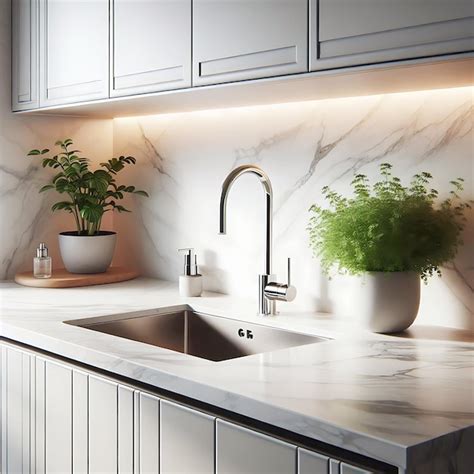 Countertop Sink With Kitchen Premium Ai Generated Image