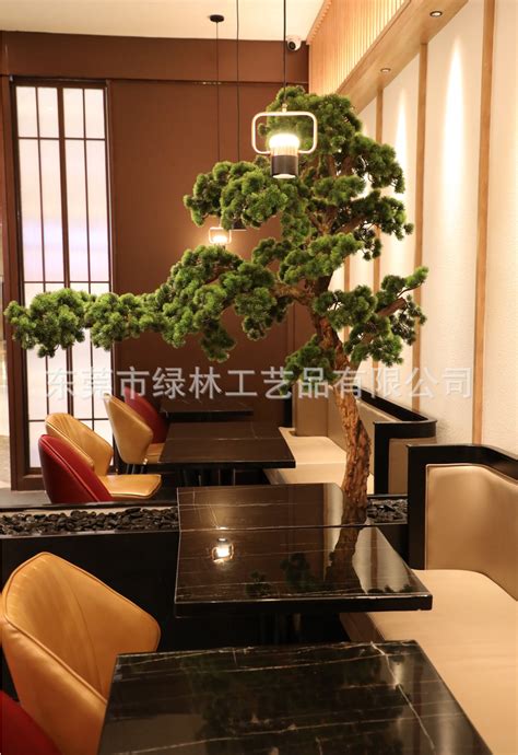 仿真松树 美人松 迎客松假树中式玄关造景装饰禅意罗汉松盆景装饰 阿里巴巴