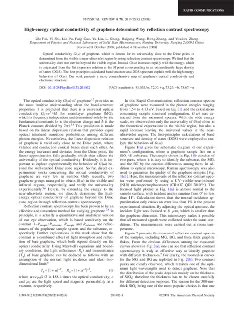 Pdf High Energy Optical Conductivity Of Graphene Determined By