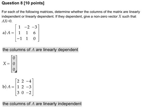Solved Question Points For Each Of The Following Chegg