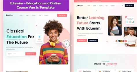 edumim education and course vue js template code market