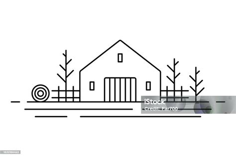 농장 아이콘입니다 헛간 블랙 컨투어 리니어 실루엣 편집 가능한 획 앞 모습 벡터 간단한 평면 그래픽 Illustration 흰색 배경에 고립된 개체입니다 격리 0명에 대한