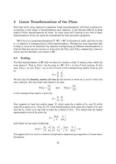 matrices pdf notes 174474 linear transformations of the plane