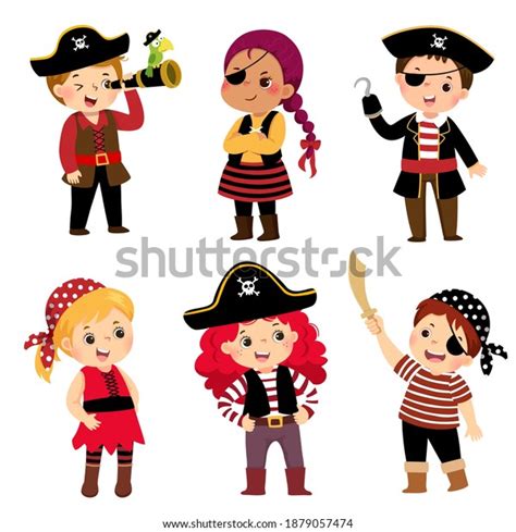 벡터 일러스트레이션 만화 만화 세트에는 해적 스톡 벡터로열티 프리 1879057474