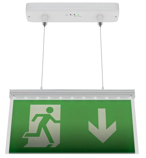 Wire Suspended Blade Exit Sign SELF TEST Emergency Lighting