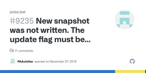 New Snapshot Was Not Written The Update Flag Must Be Explicitly Passed To Write A New Snapshot