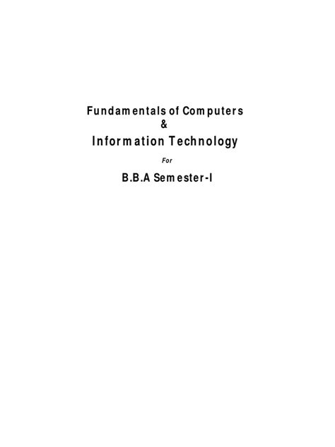 Bba 104 Unit 1 Fundamentals Of Computers Notes Pdf Computer Data