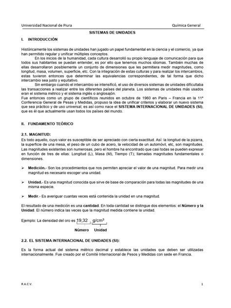 Sistema De Unidades Pdf Sistema Internacional De Unidades Medición