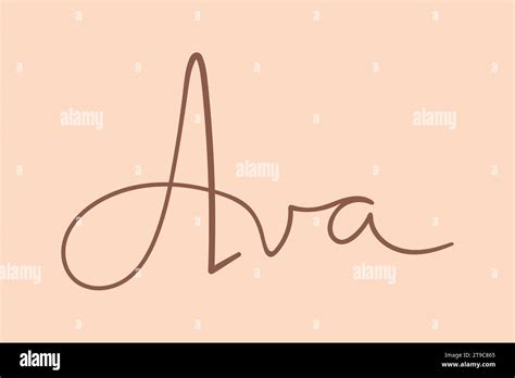 Female Name Ava Handwritten Lettering Calligraphy Girl Name Vector Illustration Stock Vector