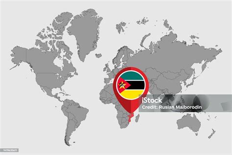 世界地図にモザンビークの旗で地図をピン留めしますベクターイラストレーション アイコンのベクターアート素材や画像を多数ご用意 アイコン