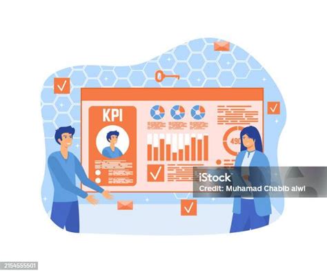 Kpi の概念主要業績評価指標従業員の評価テストフォームとレポート労働者の業績評価スタッフ管理エンポリー開発フラット ベクトル モダン