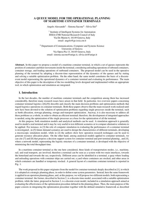 Pdf A Queue Model For The Operational Planning Of Maritime Container Terminals