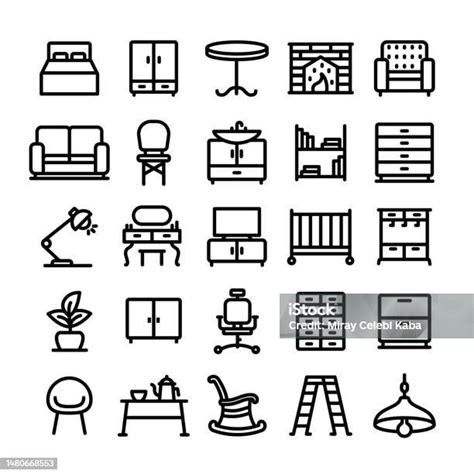 가구의 벡터 일러스트 레이 션 그래픽입니다 편집 가능한 획 크기 간단한 격리 아이콘입니다 기호 기호 요소 아이콘 세트 가구에