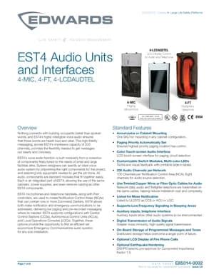 Edwards Est4 Audio Units And Interfaces Datasheet 2023 Facp Manuals