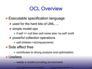OCL Integration And Code Generation PPT