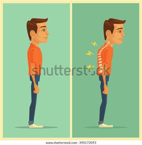 Right Wrong Posture Vector Flat Illustration Stock Vector Royalty Free