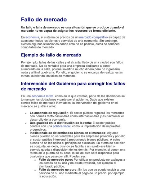 Fallo De Mercado Pdf Exterioridad Mercado Economía