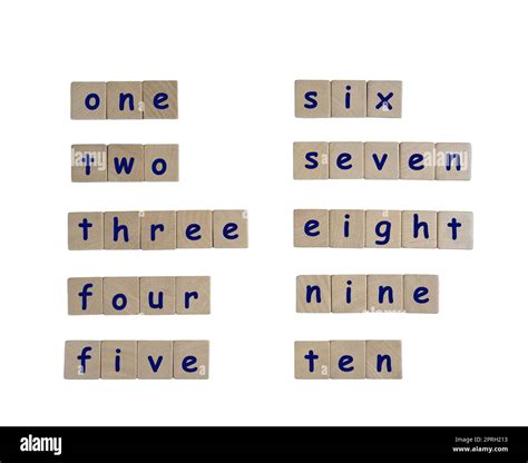 The Words Of The Numbers One To Ten Formed With Wooden Dowels On A