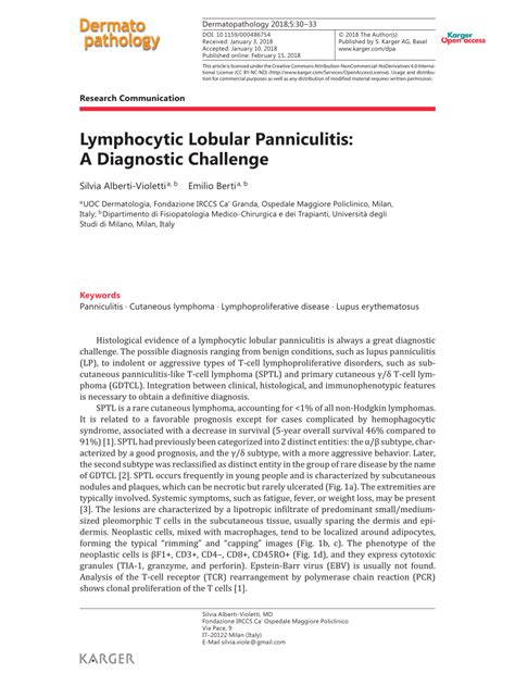 Pdf Lymphocytic Lobular Panniculitis A Diagnostic Challenge