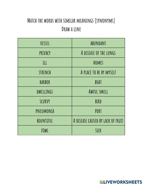 Synonyms Online Activity For 6 8 Live Worksheets