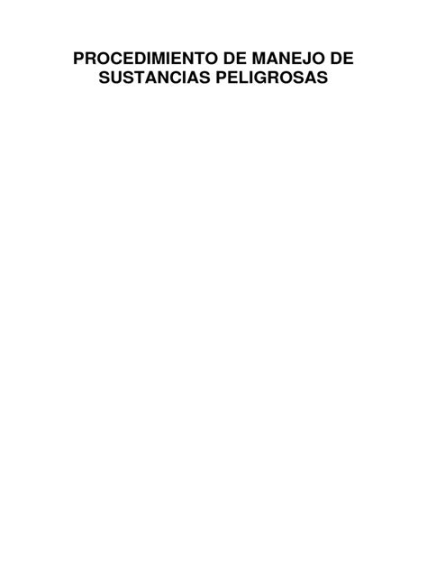 Procedimiento Manejo De Sustancias Peligrosas Pdf Mercancías